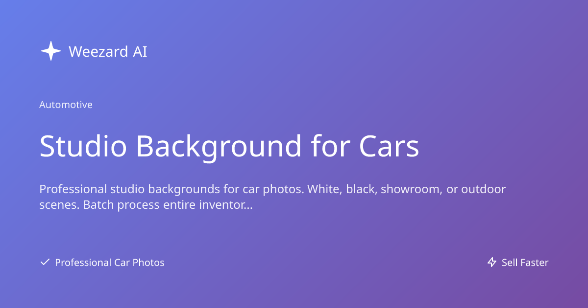 Dealer-Style Studio Background for Car Photos - VIN Batch Processing ...
